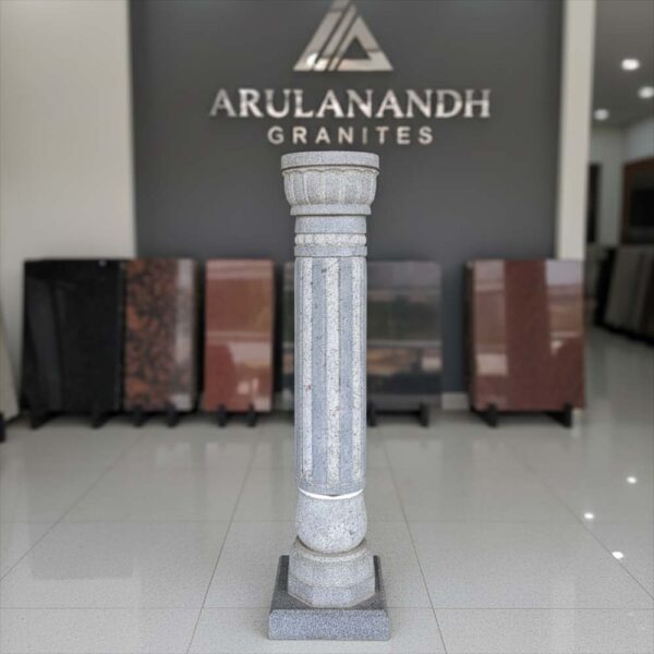 Fluted Granite Pillar with Ornamental Capital
